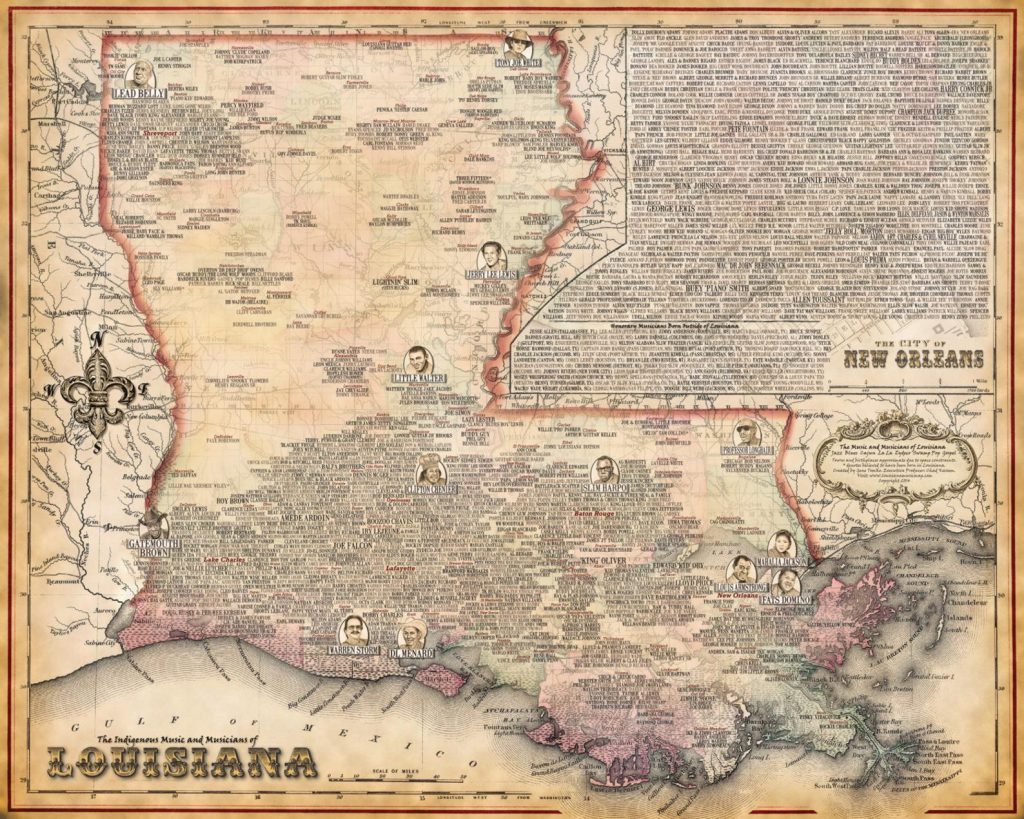 Louisiana Music Map – Poster | Louisiana Music Factory